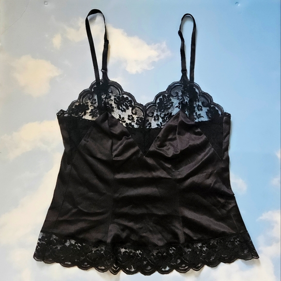 American Vintage | Tops | Black Lace Lingerie Cami Layering Lingerie ...